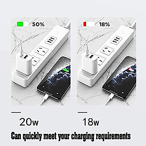[3-Pack] USB C Fast Wall Charger Block, 20W Dual Port QC+PD 3.0 Power Adapter, Fast Charging Plug Box Brick Cube for iPhone11/12/13/14/Pro Max, XS/XR/X, iPad Pro, AirPods Pro, Samsung Galaxy and More