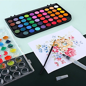 AROIC Watercolor Paint Set, with a Watercolor Paint, 48 Color, a Brush and a Refillable Water Brush Pen. The Best Gift for Beginners, Children and Art Lovers.