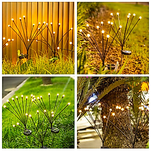Phreewill Solar Garden Lights,Solar Swaying Light, Sway by Wind, Solar Outdoor Lights, Yard Patio Pathway Decoration, High Flexibility Iron Wire & Heavy Bulb Base, Warm White(4 Pack)