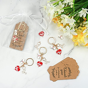 12 Sets Nurse Party Favors Nurse Graduation Decorations Doctor keychains with Red Heart Stethoscopes Organza Bags Thank You Cards for Graduation Party Supplies Hospital Medical Themed Party Decor
