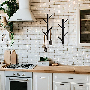 GAWAMAY Vertical Coat Rack Wall Mount Set of 2, Black Modern Metal Coat Hanging Cowboy Hat Rack for Wall, Mounted Coat Hooks Organizer for Hallway Entryway Bedroom Living Room Home Decor (H-33.4")