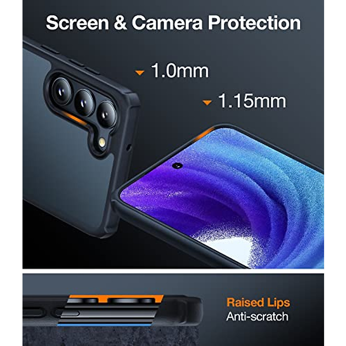 TORRAS MarsClimber for Samsung Galaxy S23 Plus Case, [3-Way Stand][MIL-STD Protection] Protective Translucent Matte Hard Back & Soft Silicone Edge Phone Case for Samsung S23 Plus Case 5G, Black