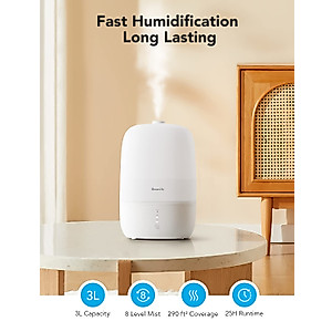 GoveeLife Smart Humidifiers for Bedroom, 3L Top Fill Cool Mist Humidifiers with Essential Oil Diffuser, Humidity Control, WiFi Air Humidifier with Night Light, for Baby, Plants, Home, Work with Alexa