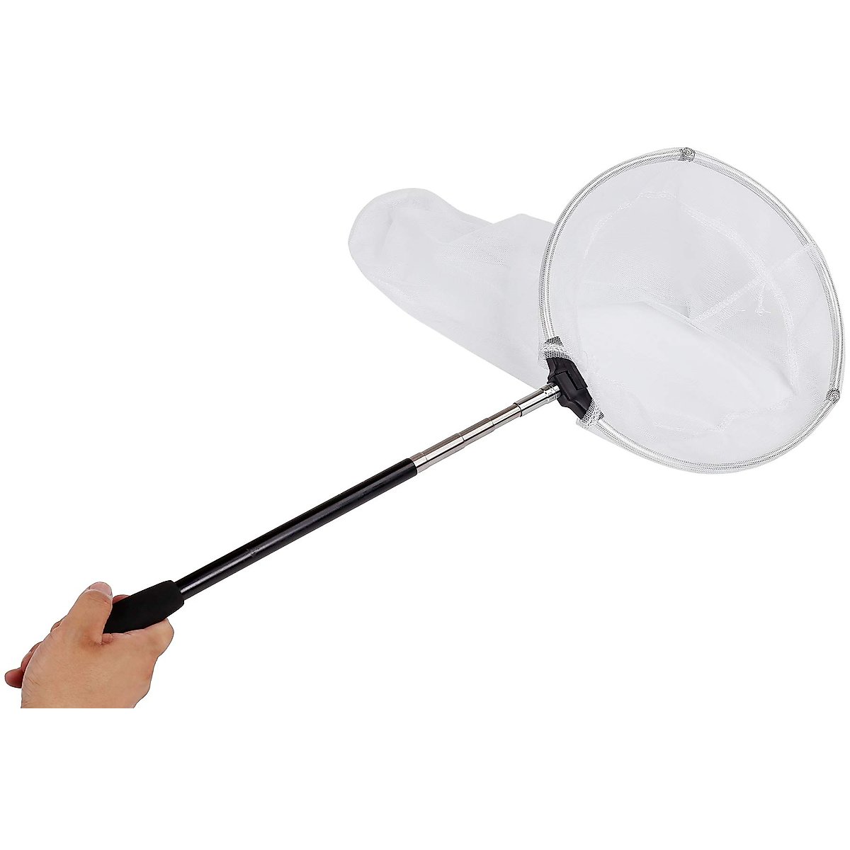 RESTCLOUD Insect and Butterfly Net with 12" Ring, 24" Net Depth, Handle Extends to 59 Inches (10" Ring, 48" Handle)
