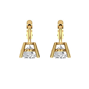 Clara Pucci 1.50 ct Round Cut Conflict Free Solitaire Genuine Moissanite Designer Lever back Drop Dangle Earrings Solid 14k Yellow Gold