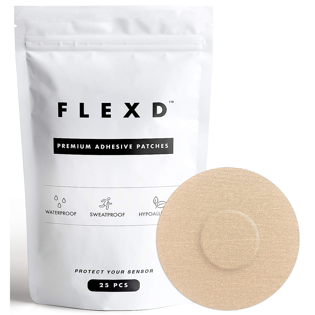 Flexd - Freestyle Waterproof Sensor Covers for Libre 2 & 3 - (25 Pcs) - Libre 3 Sensor Covers - CGM Adhesive Patches - (Round - Tan)