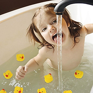 SAVITA 50pcs Rubber Ducky Bath Toy for Kids, Float and Squeak Mini Small Yellow Ducks Bathtub Toys for Shower/Birthday/Party Supplies（3.5×3.5×3cm/1.4×1.4×1.2inch）