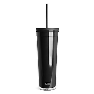 Simple Modern Plastic Tumbler with Lid and Straw | Reusable BPA Free Iced Coffee Cups Double Wall Smoothie Cup | Gifts for Women Men Him Her | Classic Collection | 24oz | Midnight Black