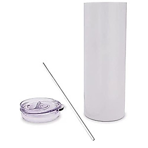 CALCA 10PCS Blank Sublimation Straight Tumblers 20 OZ Skinny Tumbler Taperless Straight Stainless Steel Tumbler Sublimation Tumbler Cups Travel Mug with Lid for DIY Coffee Water Drinks