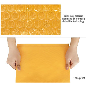 HBlife 50Pcs Bubble Mailers, 4x8 Inches Self Seal Kraft Poly Mailers, Padded Envelopes Shipping Bags Packaging for Small Business
