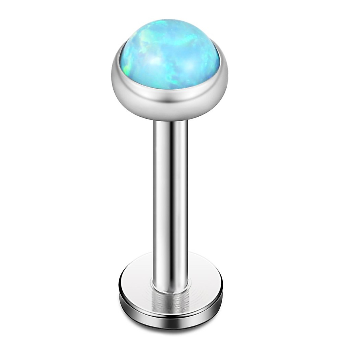 Ruifan 4mm Opal Jeweled Internally Threaded Stainless Steel Labret Monroe Lip Ring Tragus Helix Earring Stud 16G 5/16" 8mm 4PCS