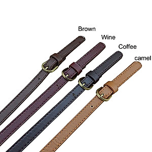 ConStore 2 PCS Leather Replacement Handles Shoulder Straps with Adjustable Buckle Purse Strap Bag Handles DIY Bag Belt Split Leather (Black)