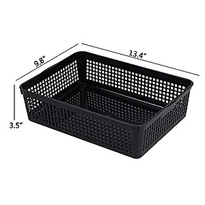 Pekky Black Plastic Basket Tray, A4 Paper Baskets, 6 Packs, R
