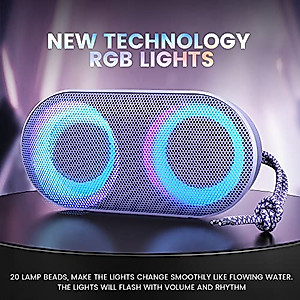 MIATONE Portable Bluetooth Speakers with Bass, Wireless Speakers with Powerful Subwoofer, IPX7 Waterproof, Bluetooth 5.3, 24H Playtime, TWS Portable Speaker with Lights for Gifts Party Outdoor Shower