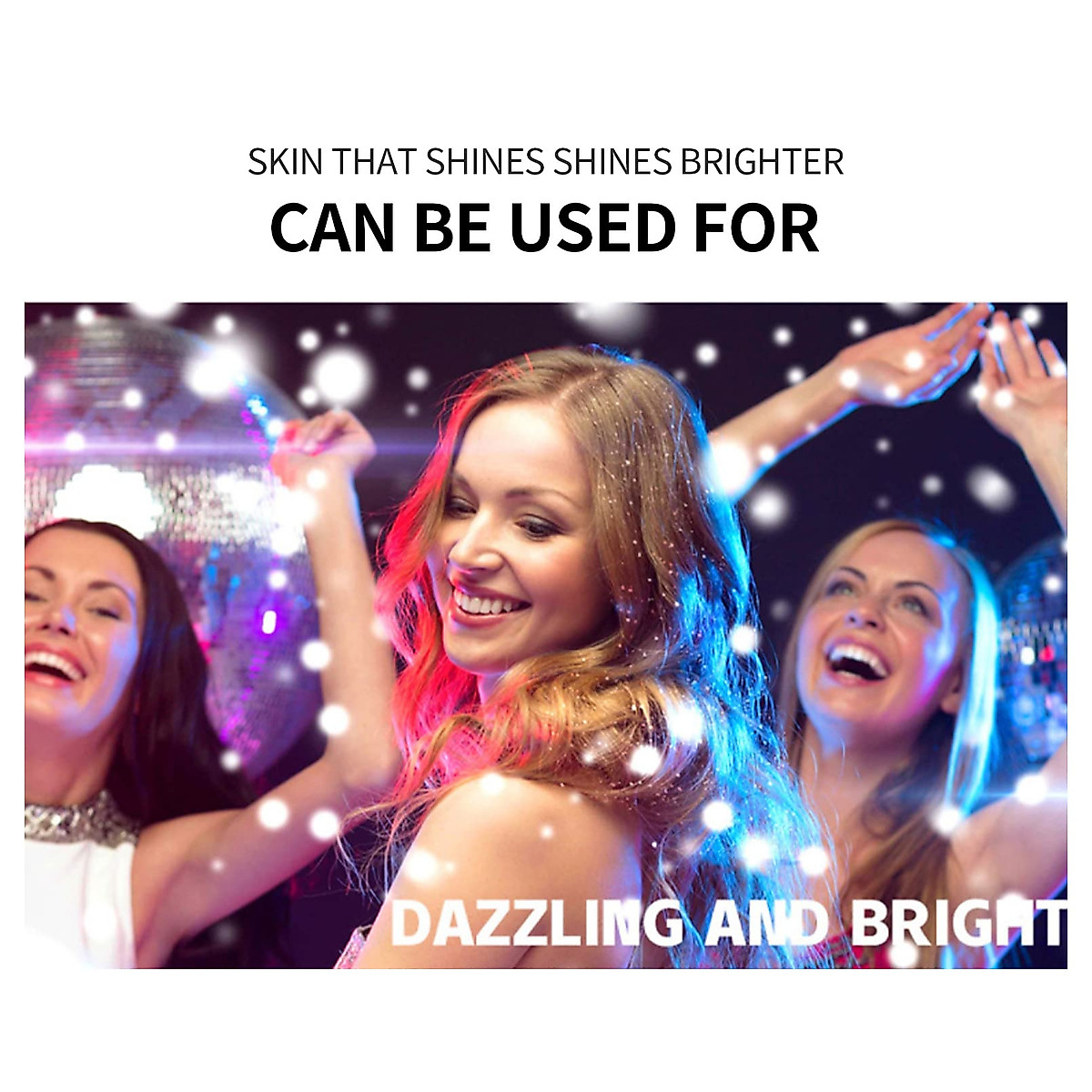 Go Ho White Glitter Powder Highlighter Makeup,Patting Highlight Powder with Sponge Head,Fine Shimmer Face Blush Powder Shinning Looking,Highlighter Powder Puff Stick for Body and Hair,#01