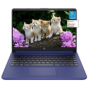 HP 14" Touchscreen Laptop, Intel Dual-Core N4020, 16GB RAM, 192GB Storage(64GB eMMC+128GB Micro SD), Webcam, 1Yr Office w/Accessories(Blue)