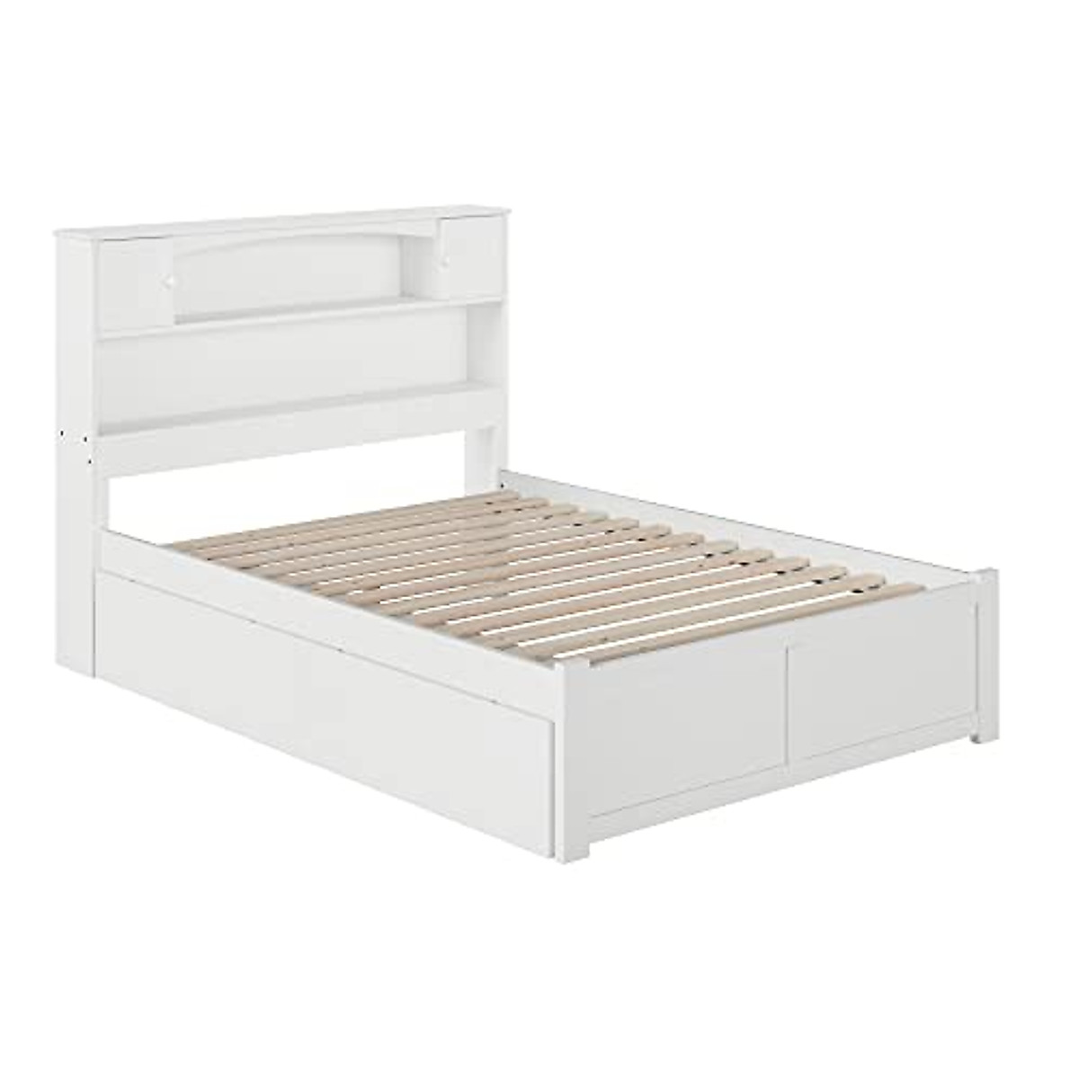 AFI Newport Full Platform Bed with Flat Panel Footboard and Turbo Charger with Urban Bed Drawers in White