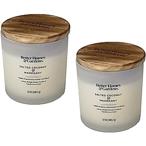 BetterHomes&Gardens 12oz Scented Candle, Salted Coconut & Mahogany 2-Pack, Cream, 35524