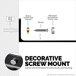 BRAINWAVZ 2-Pack 12" Floating Metal Wall Shelf for Books, Organizer, Speakers, Plants, Cameras, Books, Decor Display, Storage, Routers & More Wide Universal Holder Shelf (Black)