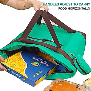 FOROUT Jumbo Insulated Cooler Bag，Insulated Grocery Bags With Zippered Top Transport Cold Or Hot Food Apply To Delivery Bag, Travel Picnic Cooler With One Wallet 21 X 8 X 17 Inch Lake Green