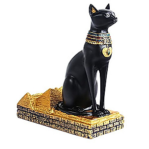 FRCOLOR Wine Holder Cat Shaped Wine Holder Resin Egyptian Cat God Figurine Wine Bottle Shelf Rack Retro Champagne Bottle Stand for Home Kitchen Countertop Bar Wine Bottle Holder