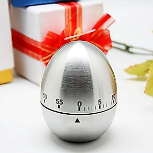Kitchen Timer, Gloryshop Stainless Steel Egg Timer Simple Operation Mechanical 60-Minute Egg Shaped Timer