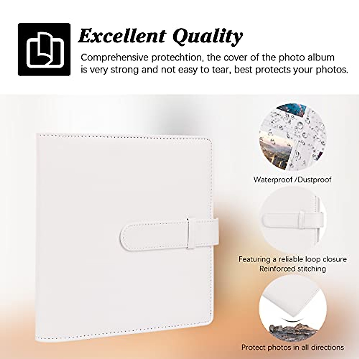 256 Photos Album for Fujifilm Instax Mini Camera, Polaroid 2”x3” ZINK Pictures, 2x3 Photo Album Book for Fujifilm Instax Mini 11 12 9 90 70 40 8 Instant Camera, Polaroid Snap PIC-300 Z2300 Camera (white)