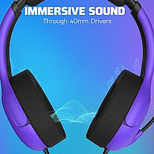 PDP AIRLITE Wired Headset, Officially Licensed Sony PlayStation 5, PlayStation 4, PS5/PS4/PS3/PC, Lightweight Durable Headphones, 3.5mm audio jack, Noise-canceling Flip-to-Mute Mic, Ultraviolet Purple