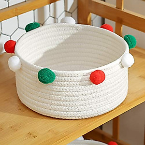 Enzk&Unity Woven Basket Set of 3 Cotton Rope Storage Decorative Coiled Baskets for Toys, Towels, Blankets, Nursery, Kids Room, Bedroom, White