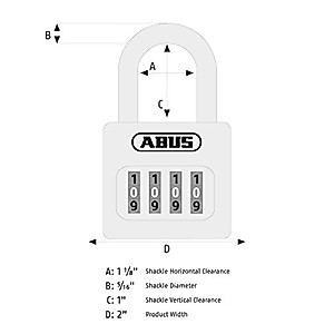 ABUS 160/50 B 160 All Weather Chrome 4 Dial Combination Padlock, Black/Silver