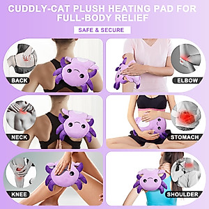Microwavable Heating Pads for Cramps, Cute Microwave Heating Pad Period Cramps Pain Relief for Women & Girls, Stuffed Animals Moist Heat Pad for Menstrual-Washable Heat Pack (Purple Axolotl)