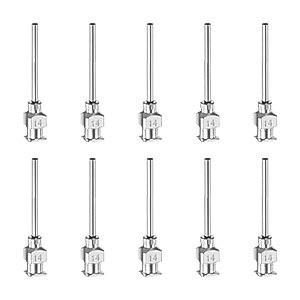 HARFINGTON 10pcs 14Gauge Stainless Steel Dispensing Needles, 1" All Metal Glue Needle Tube Blunt Tips Luer Lock for Thick Liquids, Ink, Glue, Lab Use