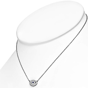 My Daily Styles 925 Sterling Silver Evil Eye Hamsa White Blue CZ Womens Pendant Necklace…
