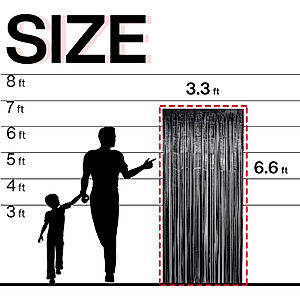 PartyWoo Foil Curtain Black, 2 pcs 3.3x6.6 ft Tinsel Curtains for Birthday Wedding Party Photo Backdrop