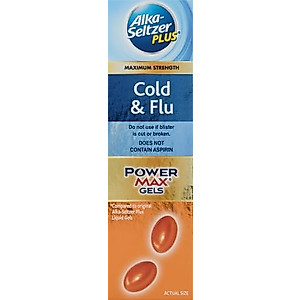 Alka-seltzer Plus Cold & Flu, Power Max Cold and Flu Medicine, Day, For Adults with Pain Reliver/Fever Reducer, Cough Suppressant, Nasal Decongestant, 24 count