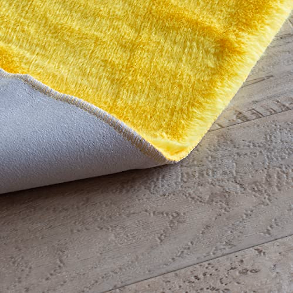 Super Area Rugs Ultra Soft Faux Rabbit Fur Chair Couch Cover Area Rug for Bedroom Floor Sofa Living Room, Yellow, 2 x 3 Feet