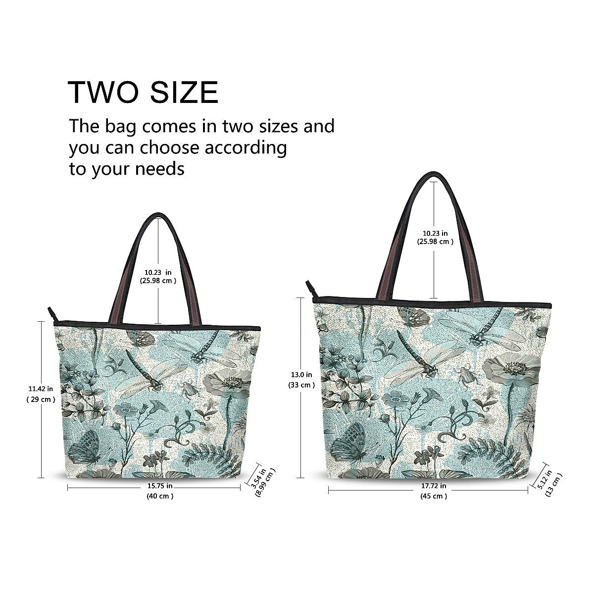 QMXO Animal Dragonfly Flower Leaves Handbags and Purse for Women Tote Bag Large Capacity Top Handle Shopper Shoulder Bag