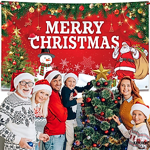 KatchOn, Christmas Banner for Christmas Decorations - XtraLarge, 72x44 Inch | Merry Christmas Backdrop for Christmas Party Decorations | Christmas Party Banner | Christmas Wall Banner for Photography