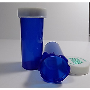 Plastic Prescription Vials/Bottles 6 Pack w/Caps Giant 40 Dram Size-Cobalt Blue