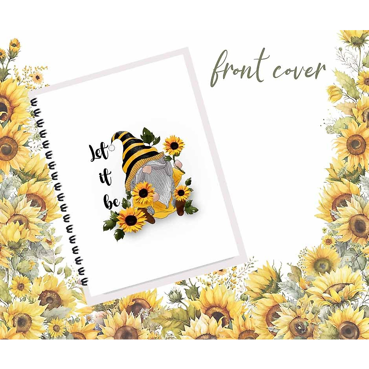 Sunflowers and Sunshine Weekly Planner Organizer, 8.5 x 11 Metal Spiral Bound Ring Binder, 60 pages, Laminated Covers and Rigid Dividers, Undated Allows You To Start Anytime
