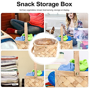 SEWACC Handmade Rattan Storage Container Woven Storage Basket with Handle Seagrass Storage Basket Portable Flower Basket for Home Camping Wedding (Medium)