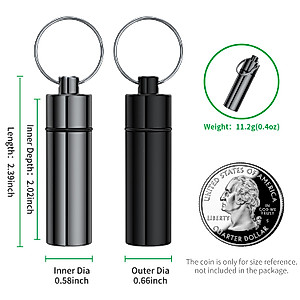 Small Pill Box,(2 Pack) Keychain Pill Holder Portable Mini Travel Pill Container Metal Case Bottle with Keyring