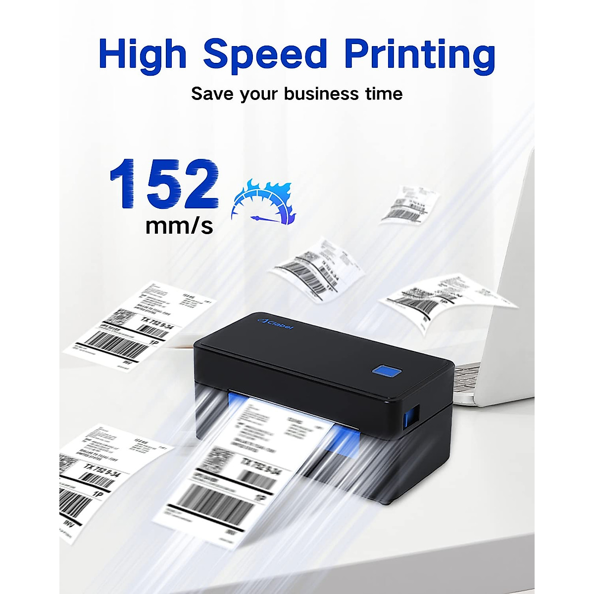 CLABEL Bluetooth Shipping Label Printer,4x6 Thermal Label Printer for Small Business Shipping Packages, Compatible with Amazon, Ebay, Etsy, Shopify, FedEx, UPS, etc, Support Windows,Mac CT428S