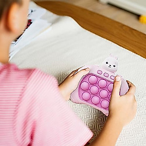 Pocket Game for Kids, 2023 New Electronic Quick Push Game Console Puzzle Light Up Game, Quick Push Bubble Competitive Game Console Series Decompression Toys, USB Rechargeable (Rabbit)