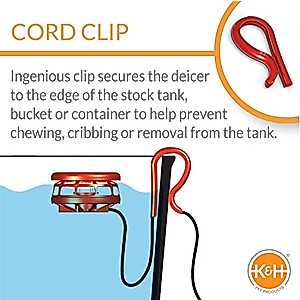 K&H Pet Products Ultimate Stock Tank Deicer w/ Cord Clip Red 750 Watts