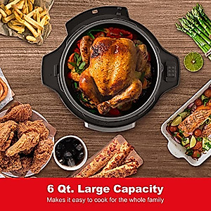 Galanz 12-in-1 Electric Pressure Cooker & Air Fryer with 12 Preset Programs Including Slow Cook, AirFry, Dehydrate, Rice, Grill, Roast, Steam, Beans, Stew, Warm, 6 Qt, 1000W/1500W, Stainless Steel