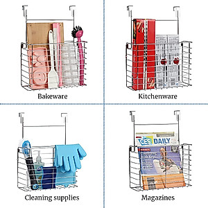 TreeLen 2PK- Kitchen Cabinet Organizer for Cutting Boards over the Cabinet Organizer Wall Door Mount Foil Holders Rack for Kitchen Bathroom Pantry-Shining Chrome