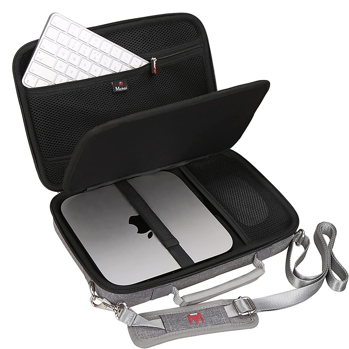 Mchoi Shockproof Carrying Case with Adjustable Shoulder Straps, for Apple Mac Mini M1 / Mac Mini M2, Apple Magic Keyboard & Magic Mouse, Case Only
