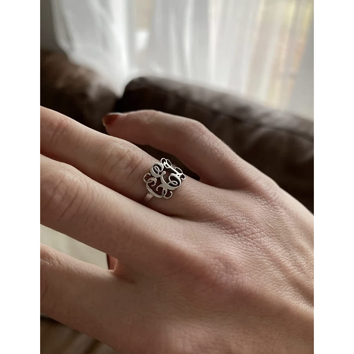 10KY Polished Monogram Ring