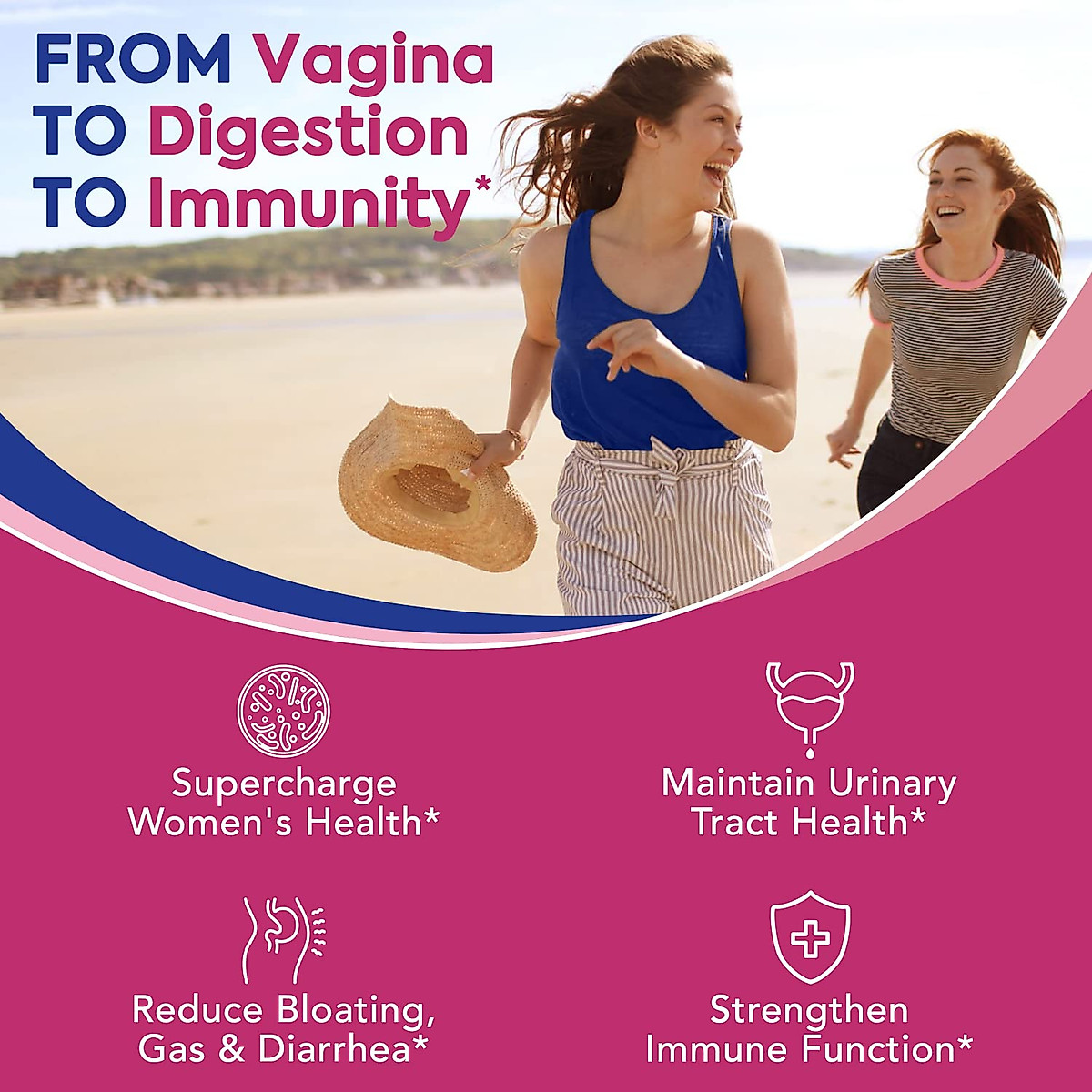 Surebounty Probiotics for Women, 120 Billion CFU 34 Strains, Prebiotics, Digestive Enzymes, Cranberry, 4-in-1 Feminine Probiotic, Digestive, Vaginal, Immune Support, 30ct